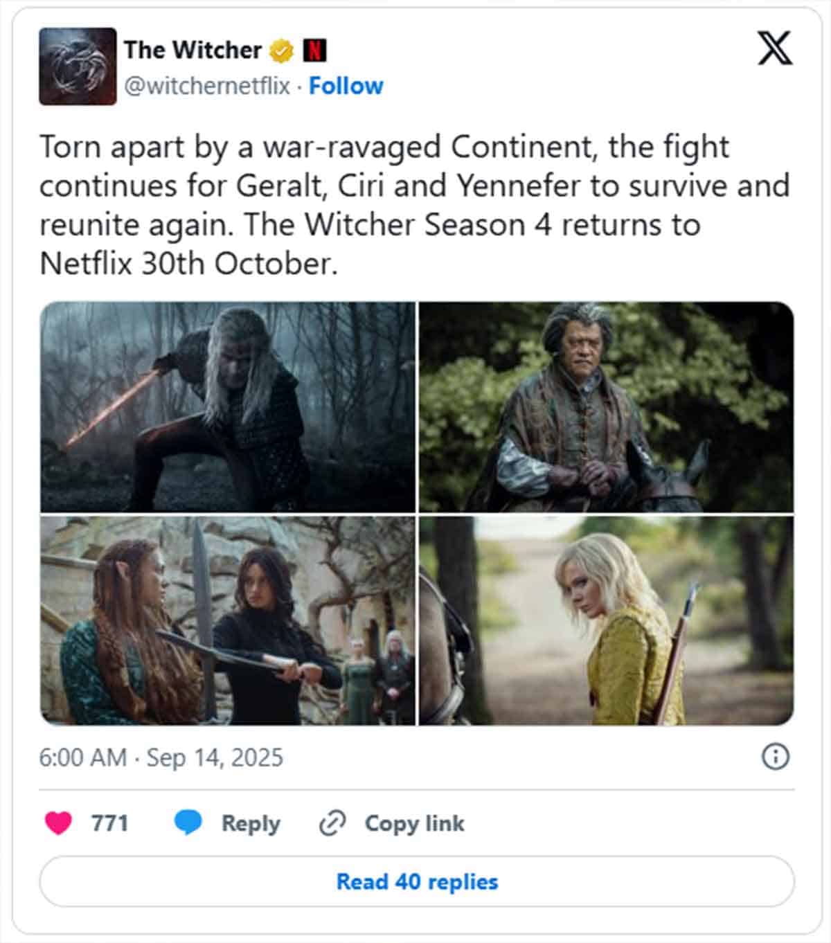 The Witcher temporada 4 ya tiene fecha de estreno