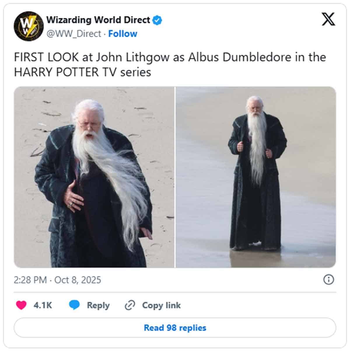 Primera imagen de Dumbledore en el rodaje de Harry Potter